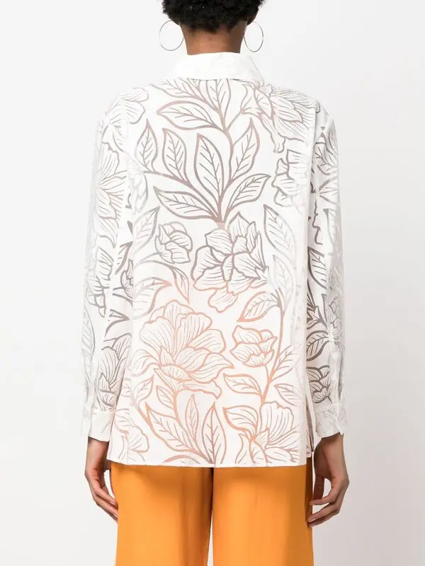 Alberta Ferretti Floral Sheer Shirt - White