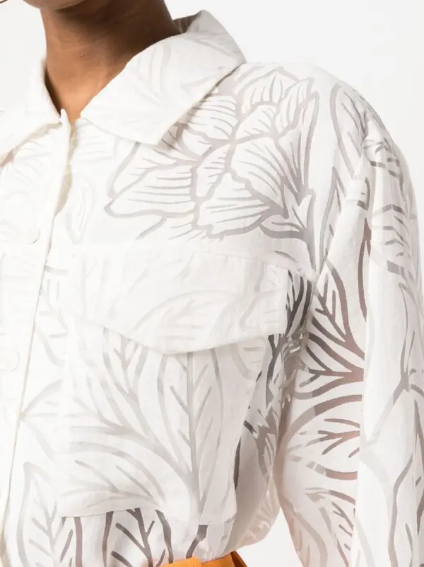 Alberta Ferretti Floral Sheer Shirt - White