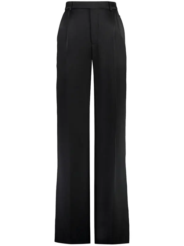 Saint Laurent Pleated Straight Trousers - Black