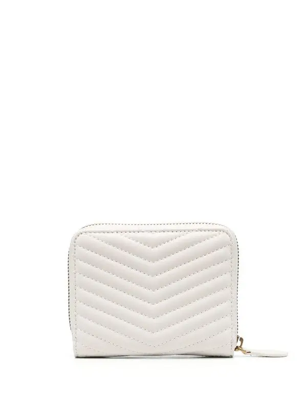Pinko Logo-plaque Quilted Leather Wallet - Neutrals