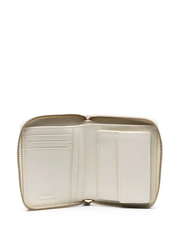 Pinko Logo-plaque Quilted Leather Wallet - Neutrals