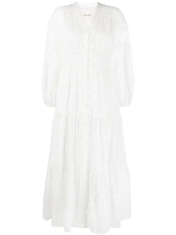 Diane Von Furstenberg Point D'esprit Open -knit Midi Dress - White