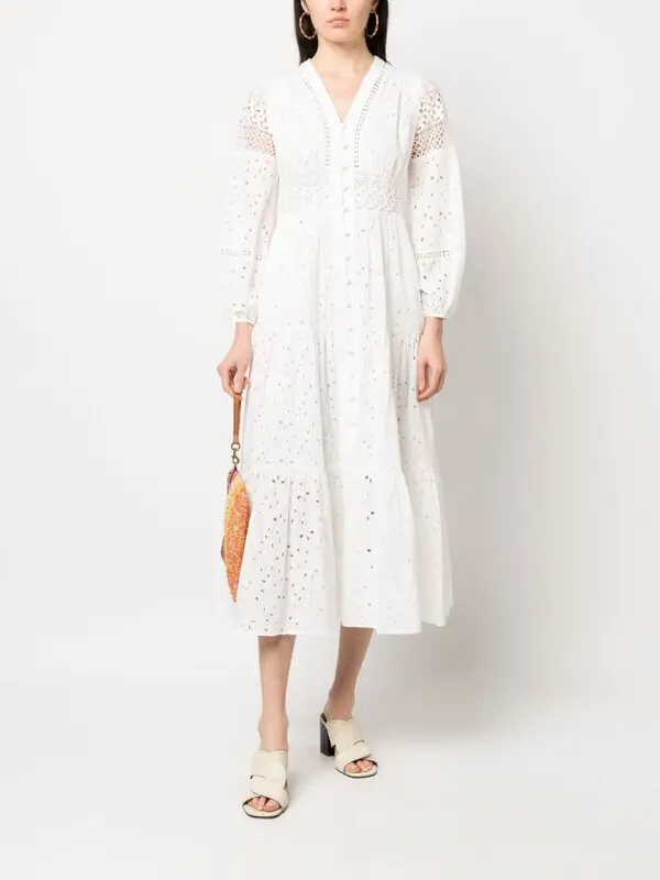 Diane Von Furstenberg Point D'esprit Open -knit Midi Dress