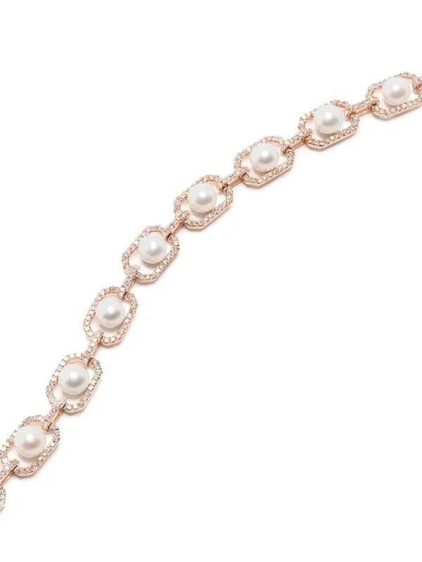 Shay 18k Rose Diamond And Pearl Bracelet