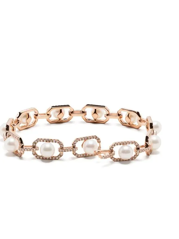 Shay 18k Rose Diamond And Pearl Bracelet