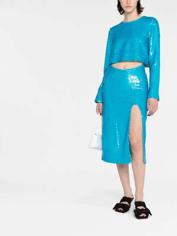 GANNI Sequin-embellished Midi Skirt