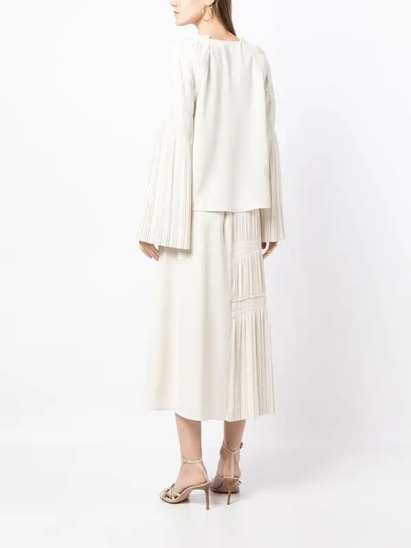Simkhai Pleated Long-sleeved Blouse