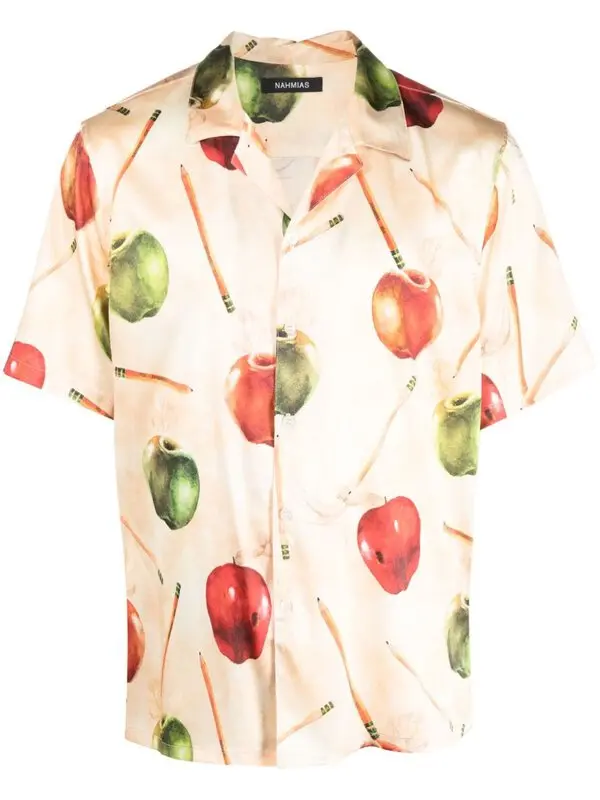 NAHMIAS Apple-motif Silk Shirt - Neutrals