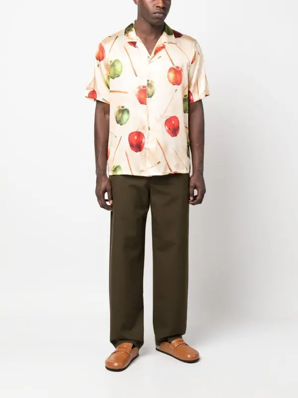 NAHMIAS Apple-motif Silk Shirt