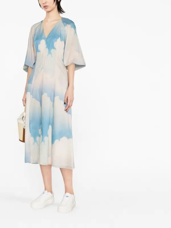 plus size ruffle midi dress Anabelle Floral Fatima Midi Dress in Blue
