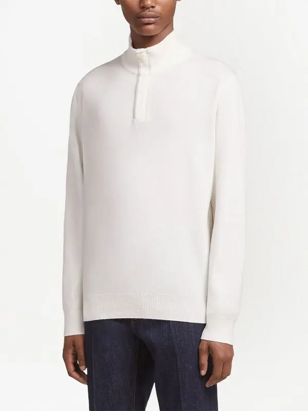 Zegna Half-zip Knit Jumper - White