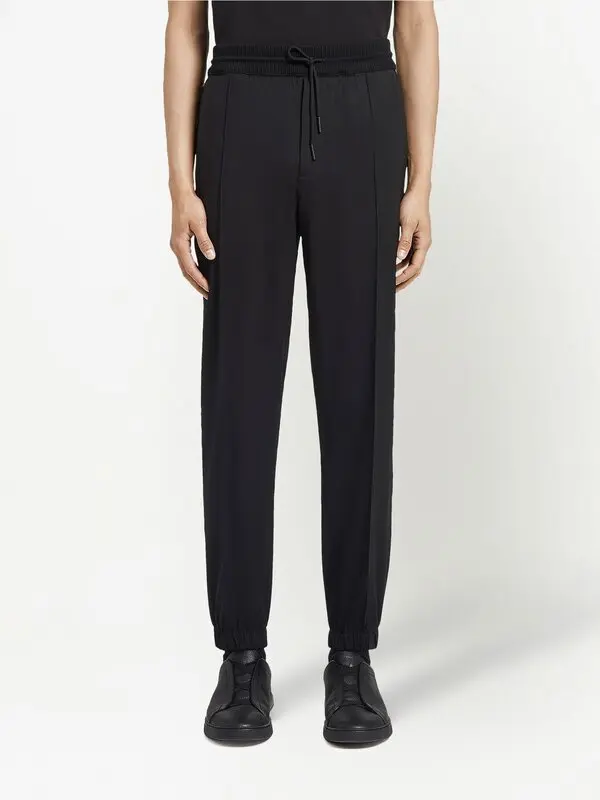 Zegna High Performance Wool Track Pants - Black