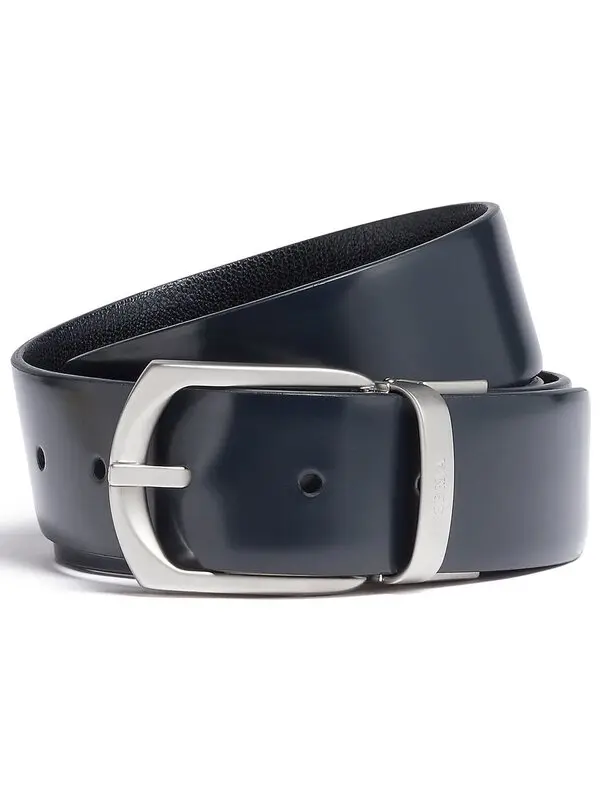 Zegna Reversible Leather Belt - Blue