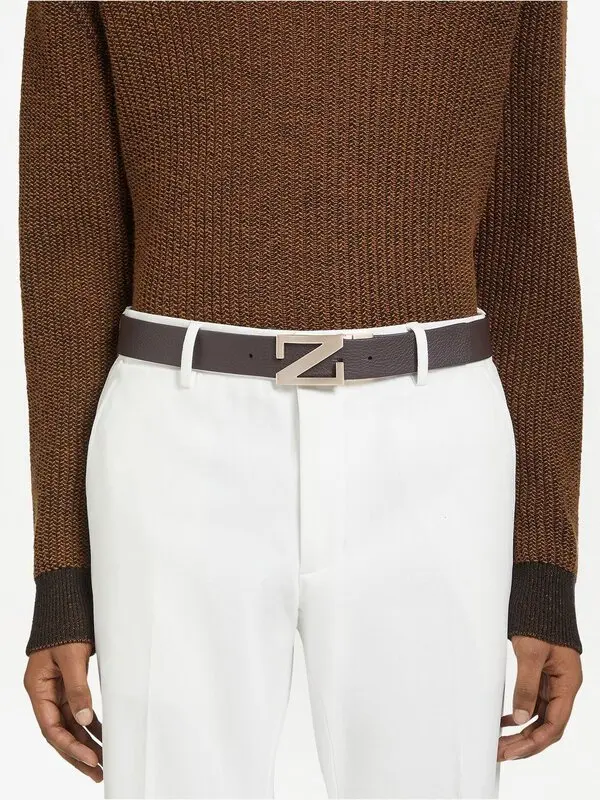 Zegna Grained Leather Reversible Belt