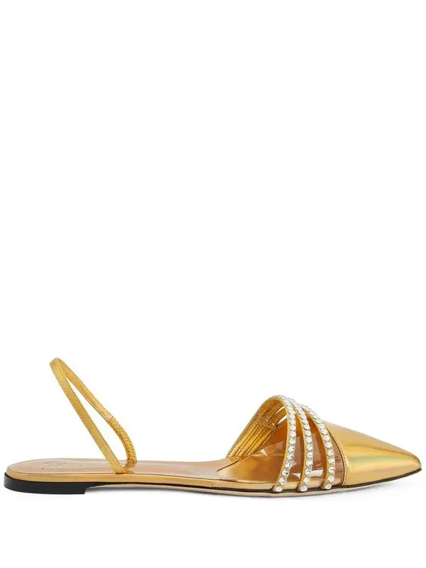GIUSEPPE ZANOTTI Claralie Rhinestone-embellished Flat Pumps