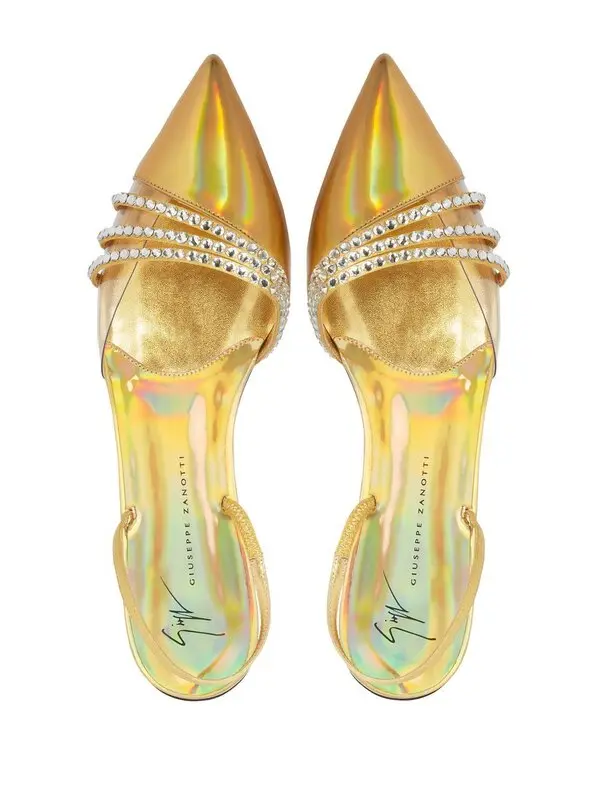 GIUSEPPE ZANOTTI Claralie Rhinestone-embellished Flat Pumps