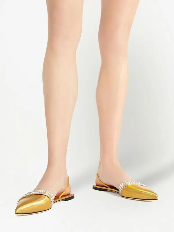 GIUSEPPE ZANOTTI Claralie Rhinestone-embellished Flat Pumps