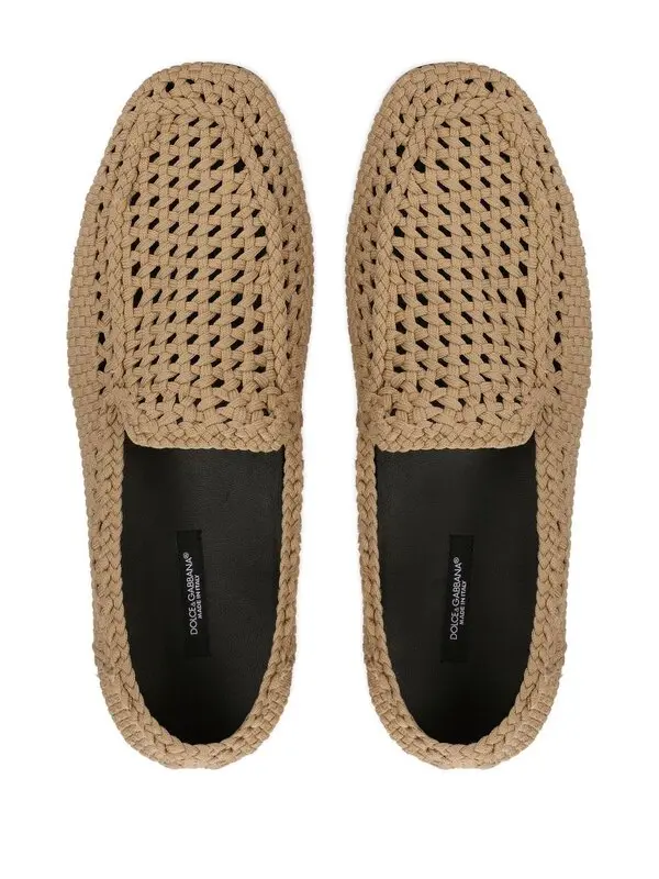 Dolce & Gabbana Woven Leather Slippers - Neutrals