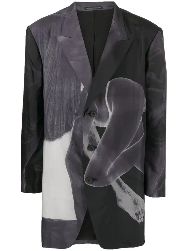 Yohji Yamamoto Graphic-print Single-breasted Blazer