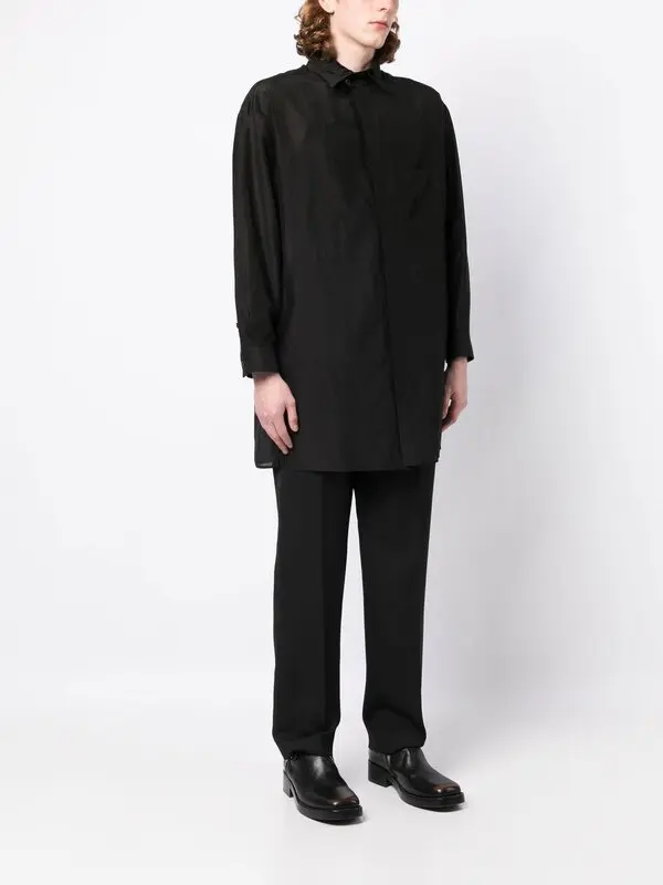Yohji Yamamoto Double-collar Long Shirt