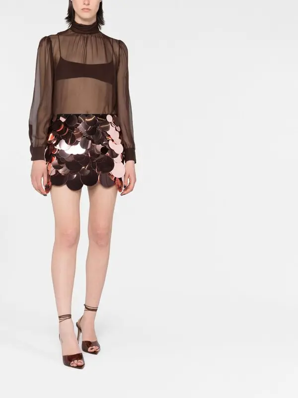 Attico Sequin-embellished Mini Skirt - Black