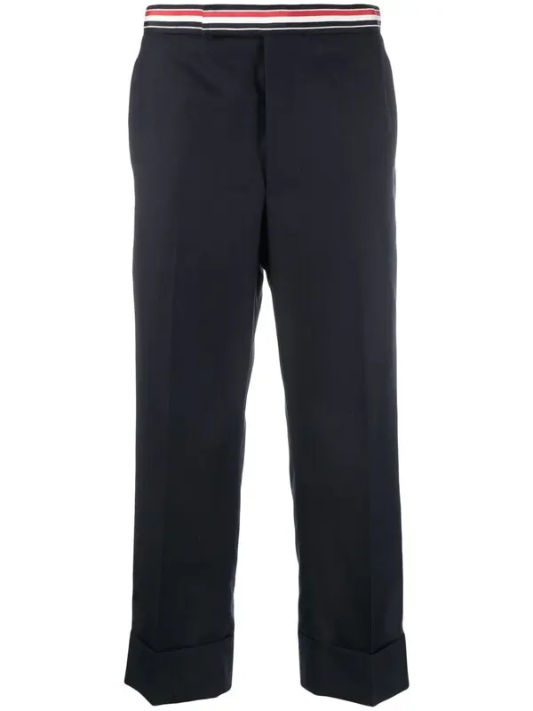 Thom Browne Rwb-waistband Cropped Trousers - Blue