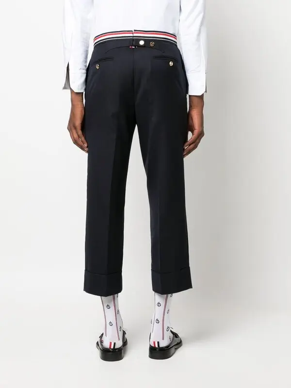 Thom Browne Rwb-waistband Cropped Trousers - Blue