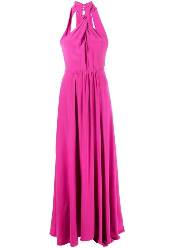 Patrizia Pepe Long Cut-out Silk Dress