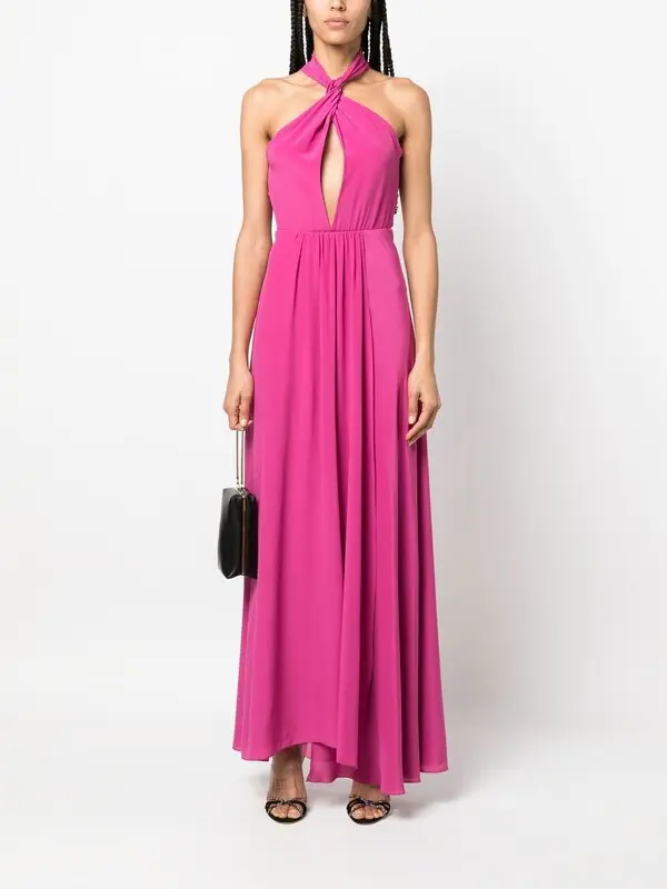 Patrizia Pepe Long Cut-out Silk Dress