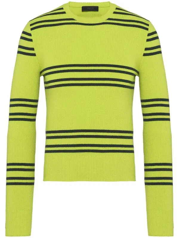 Prada Striped Lambswool Jumper - Green