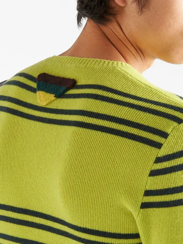 Prada Striped Lambswool Jumper - Green