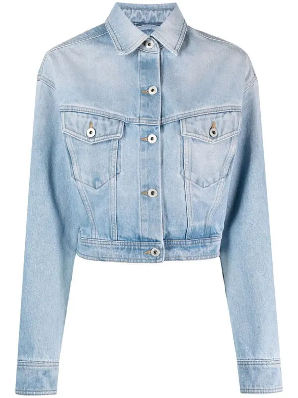 Off-White Cropped Denim Jacket - Blue