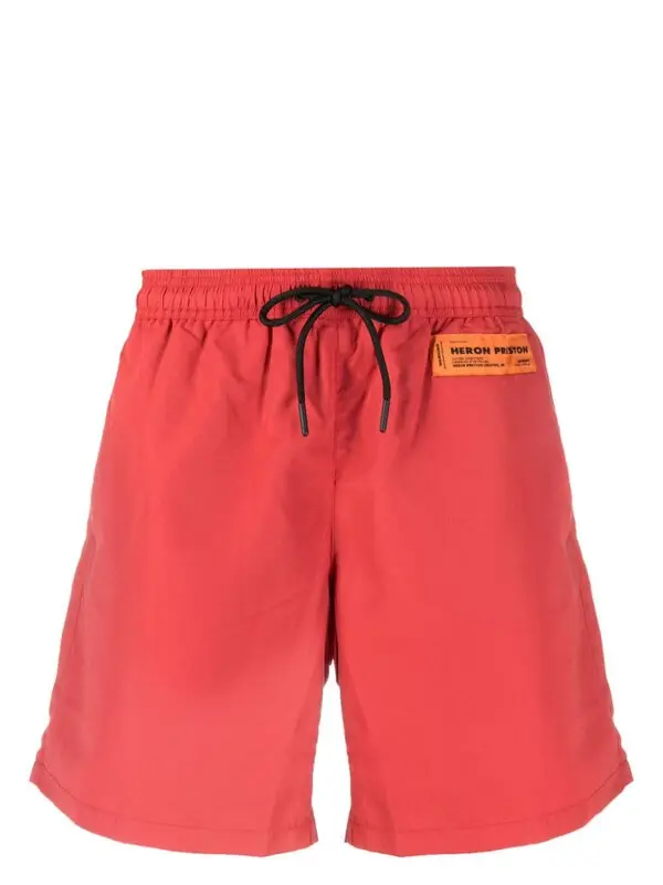 Heron Preston Logo-patch Drawstring Swim Shorts - Red