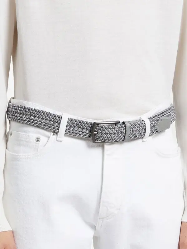 Zegna Braided Canvas Belt - Grey