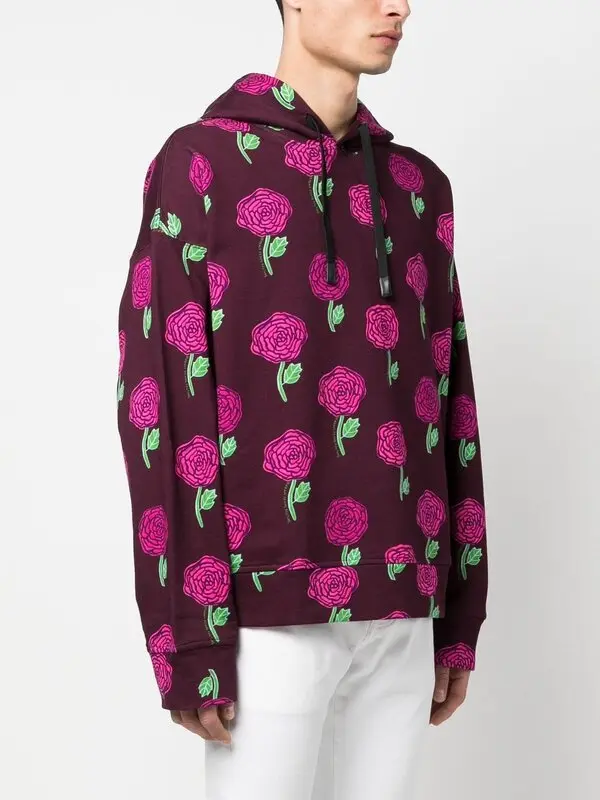 Versace Rose-print Cotton Hoodie
