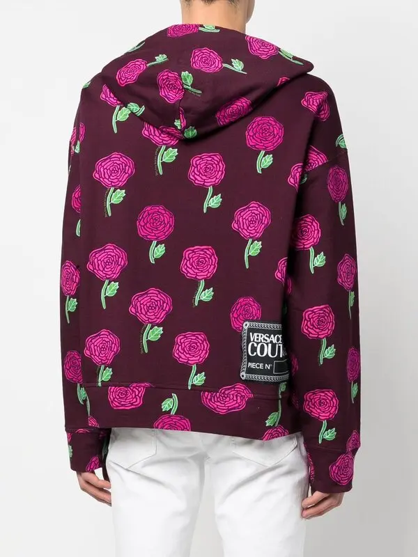 Versace Rose-print Cotton Hoodie