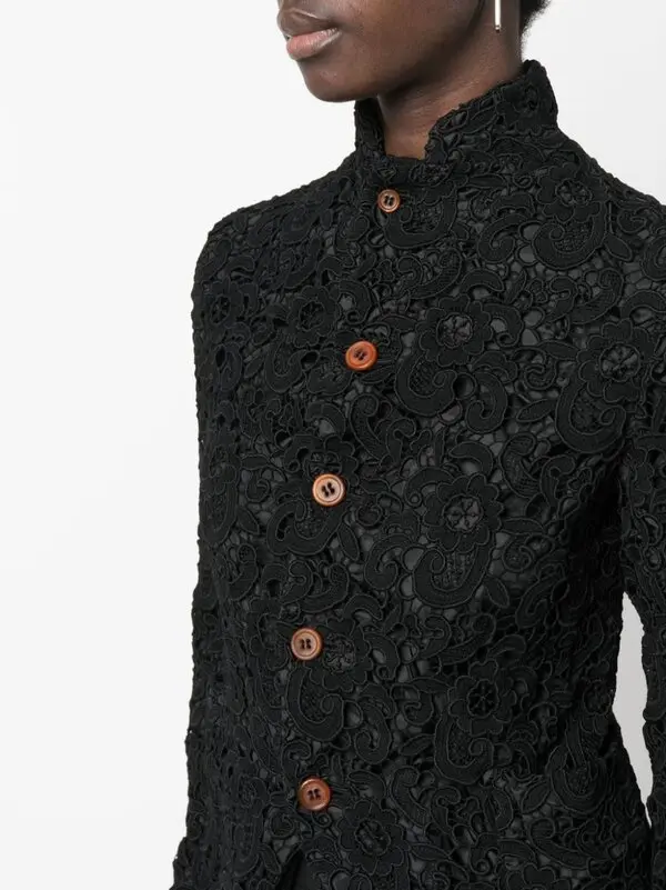 Comme Des Garçons Floral-embroidered Jacket