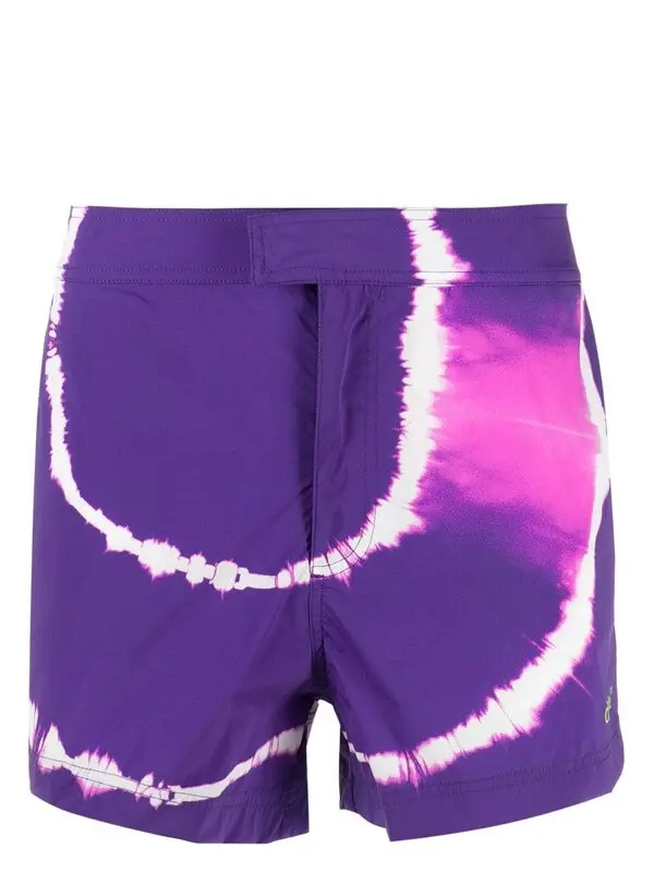 Off-White Tie-dye Printed Shorts - Purple
