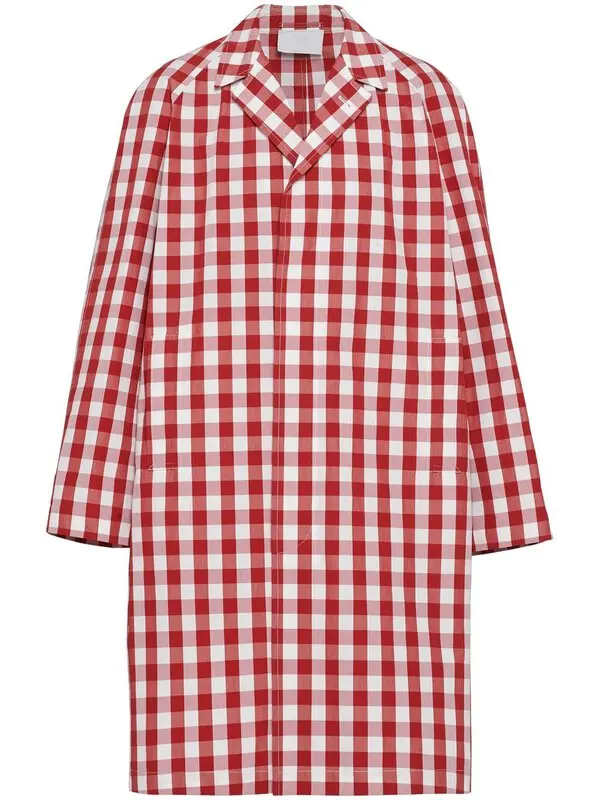 Prada Gingham-check Cotton Coat