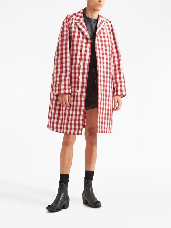Prada Gingham-check Cotton Coat