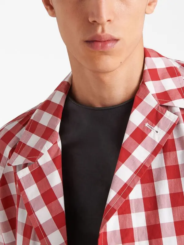 Prada Gingham-check Cotton Coat