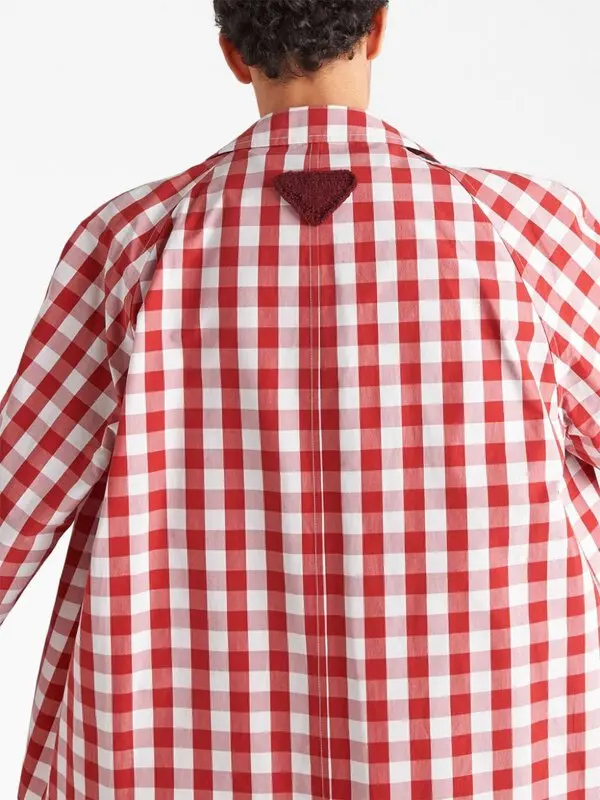 Prada Gingham-check Cotton Coat