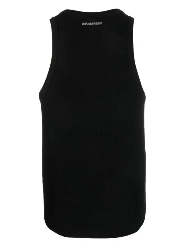 Dsquared2 Ribbed Cotton Tank Top - Black
