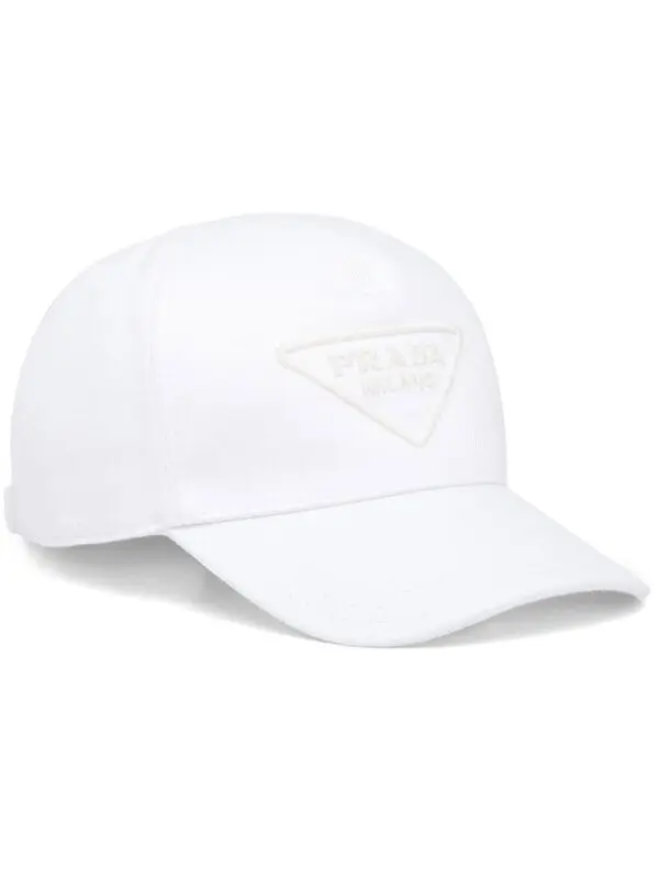 Prada Triangle-logo Denim Baseball Cap - White