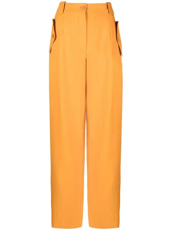 Alberta Ferretti High-waisted Straight-leg Trousers - Orange