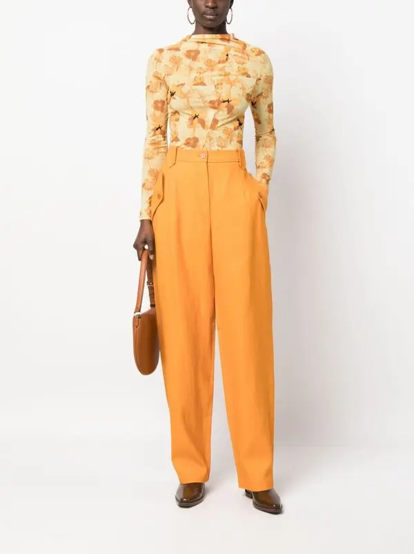 Alberta Ferretti High-waisted Straight-leg Trousers