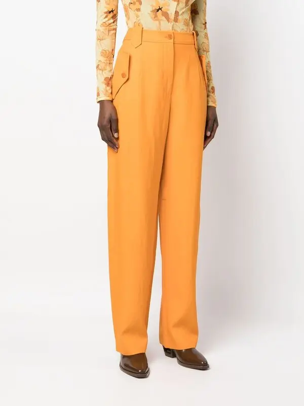 Alberta Ferretti High-waisted Straight-leg Trousers