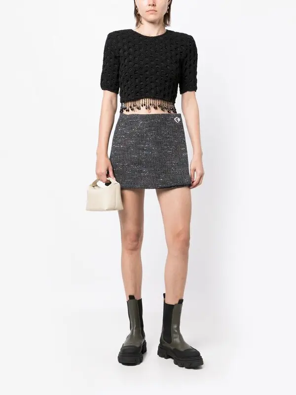 GANNI Tweed Wrap Mini Skirt