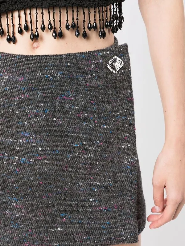 GANNI Tweed Wrap Mini Skirt