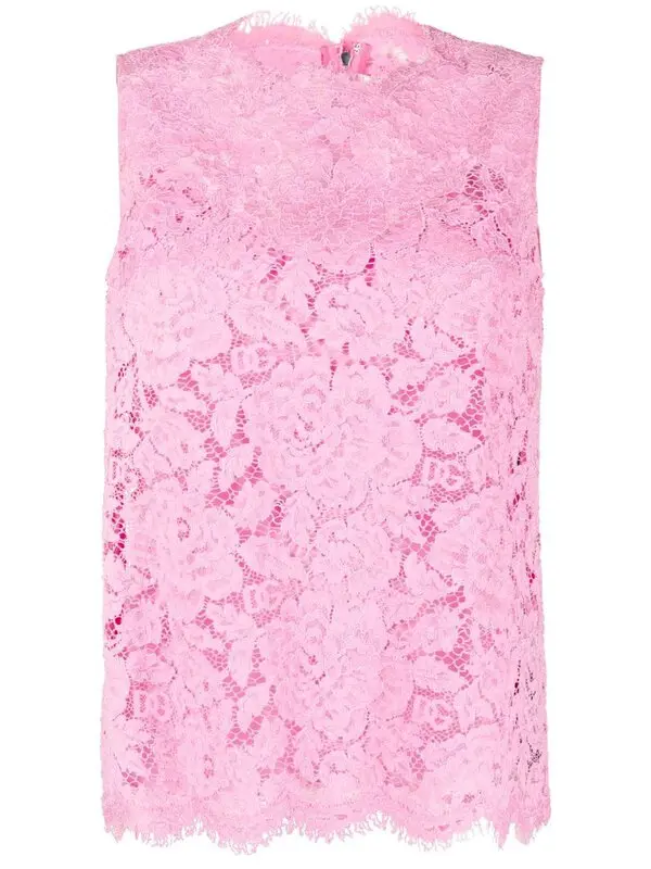 Dolce & Gabbana Floral Lace Top - Pink